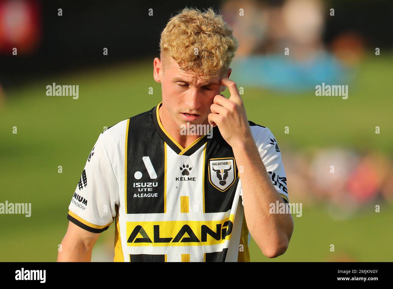 Jed Drew of the Bulls reacts during the A-League Men's soccer match ...