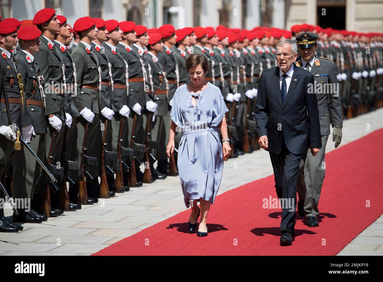 Austrian President Alexander Van der Bellen, right, with his wife Doris ...