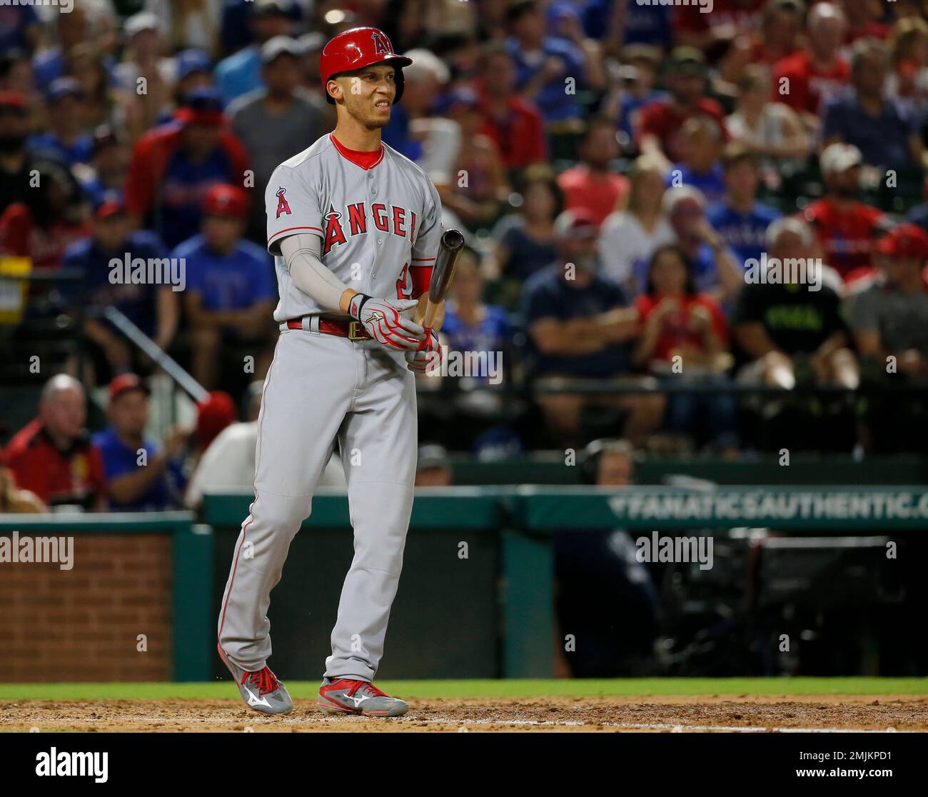Los Angeles Angels' Andrelton Simmons stands by the plate during an at ...