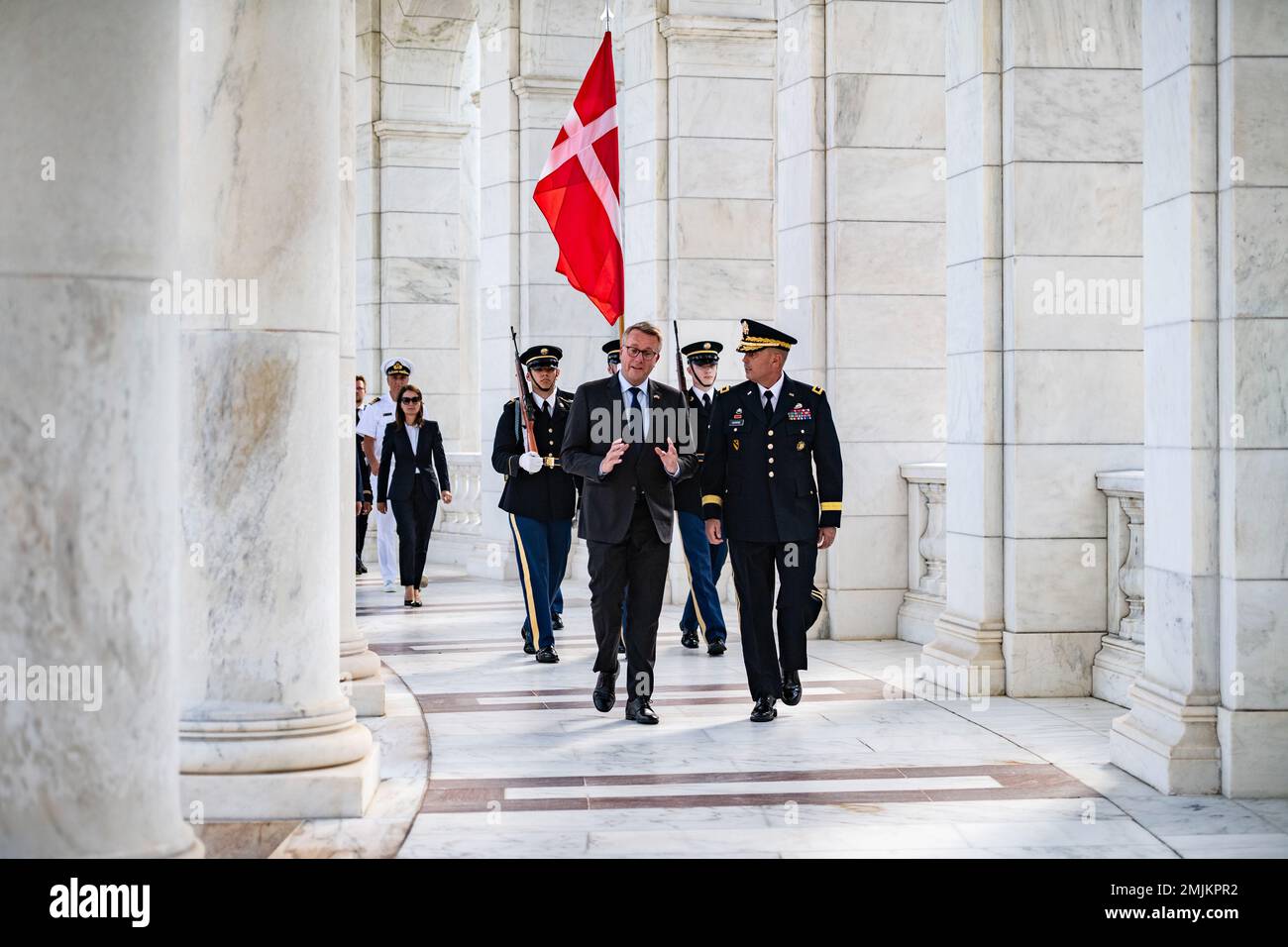 (From left to right) Morten Bødskov, minister of defence, Denmark, and ...