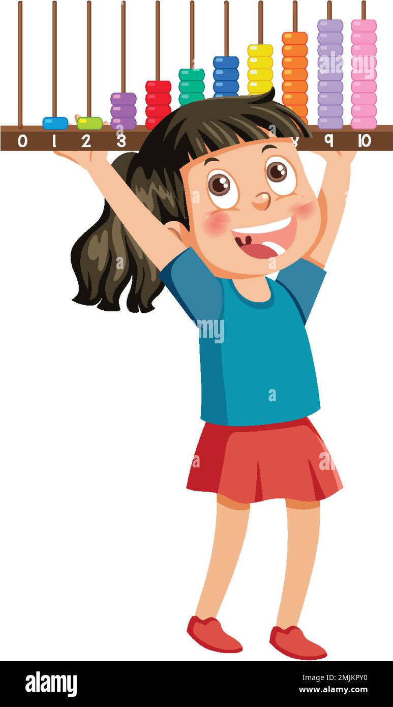Math girl with abacus cartoon character illustration Stock Vector Image ...