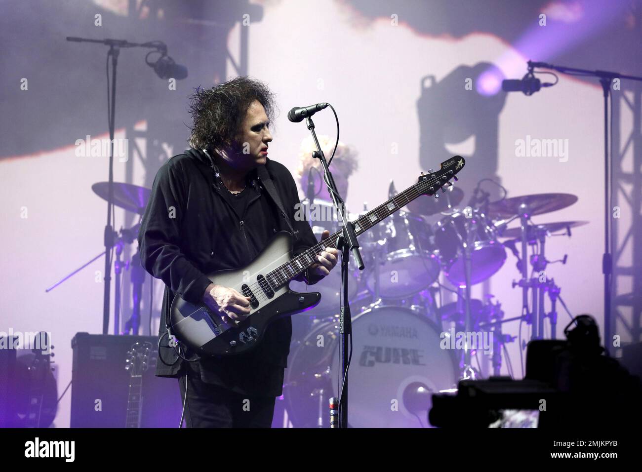 Musician Robert Smith performs with his band The Cure on the Pyramid ...