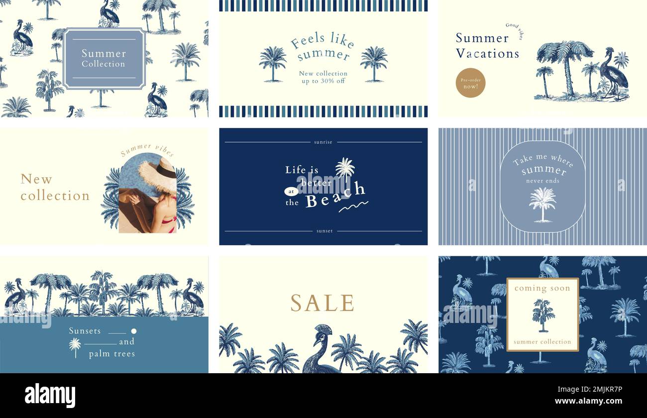 Editable summer banner templates vector in blue tone Stock Vector Image ... Editable summer banner templates vector in blue tone Stock Vector Image ...