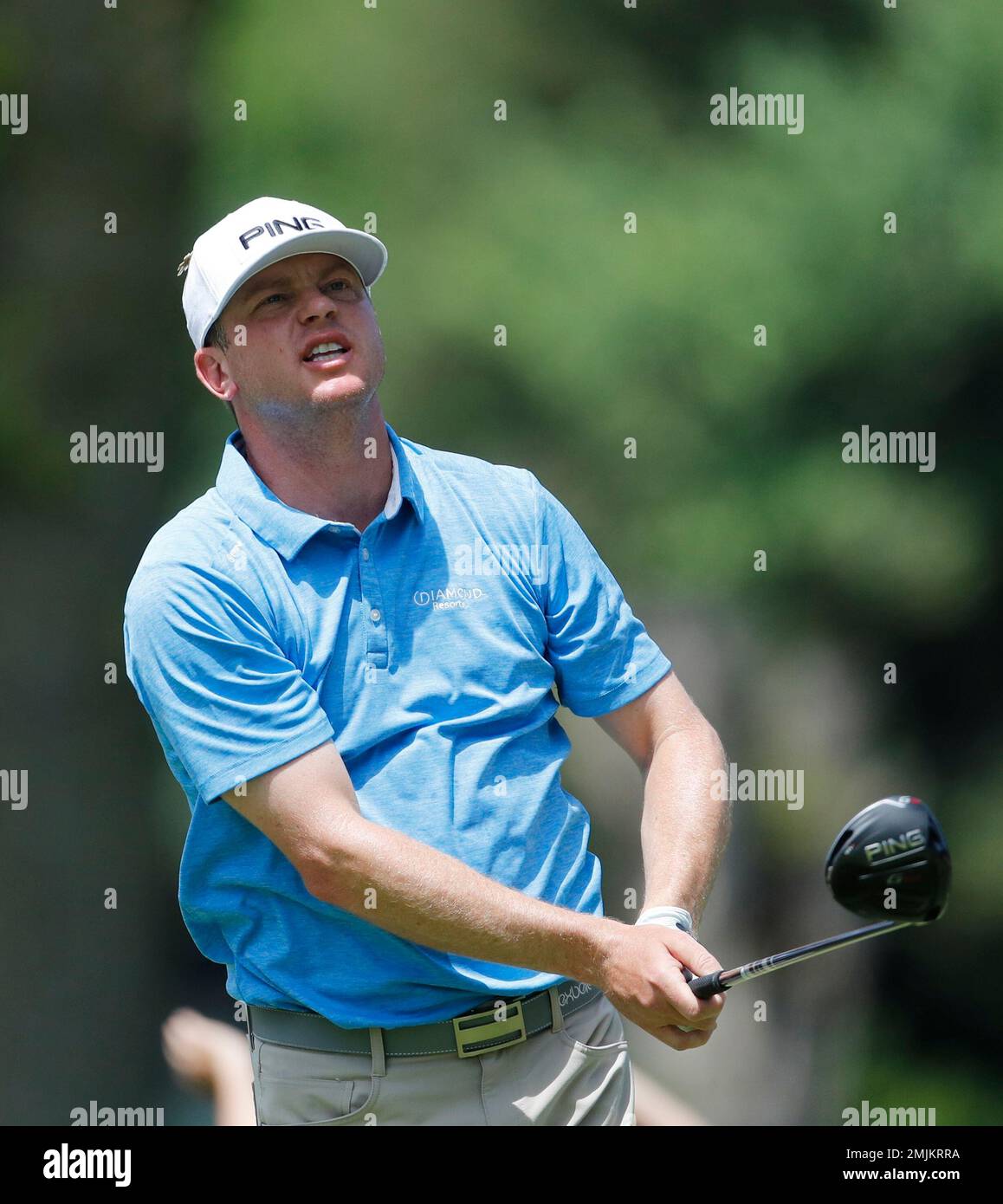 Nate Lashley drives on the second tee during the final round of the ...