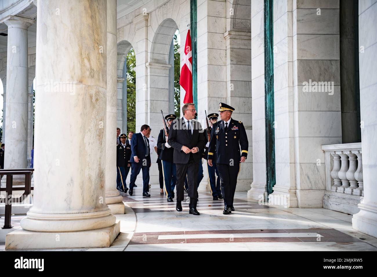 (From left to right) Morten Bødskov, minister of defence, Denmark, and ...