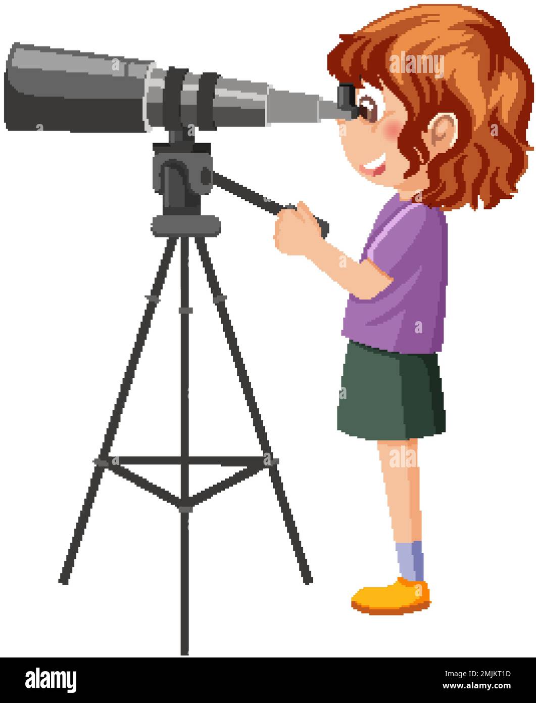 A girl looking through telescope illustration Stock Vector Image & Art ...