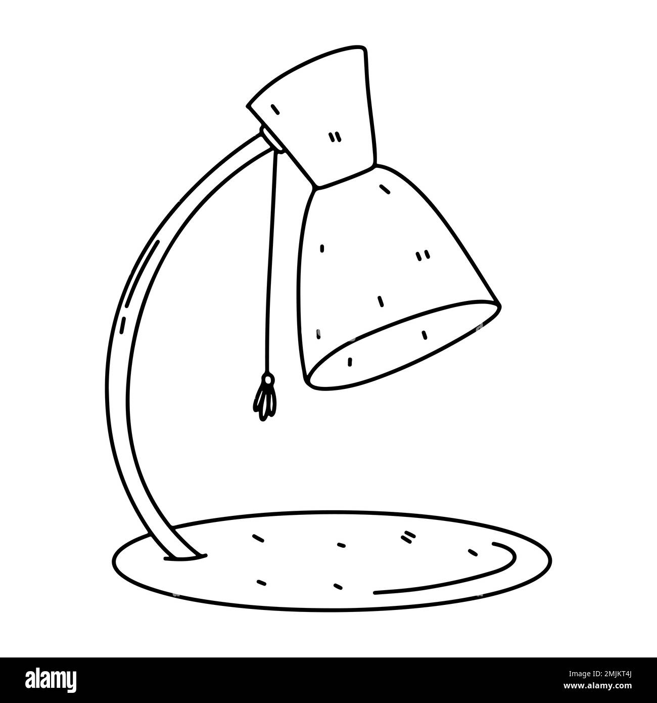 Table lamp in hand drawn doodle style. Home lighting, light fixture ...