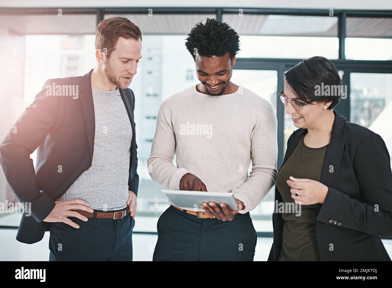 Creating a path forward as a team. businesspeople discussing something ...