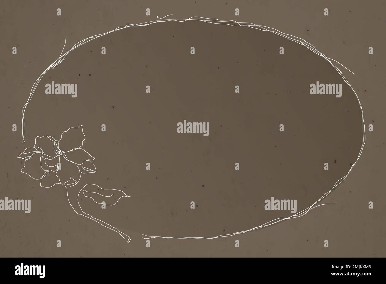 Brown flower frame background vector with round border design Stock ...