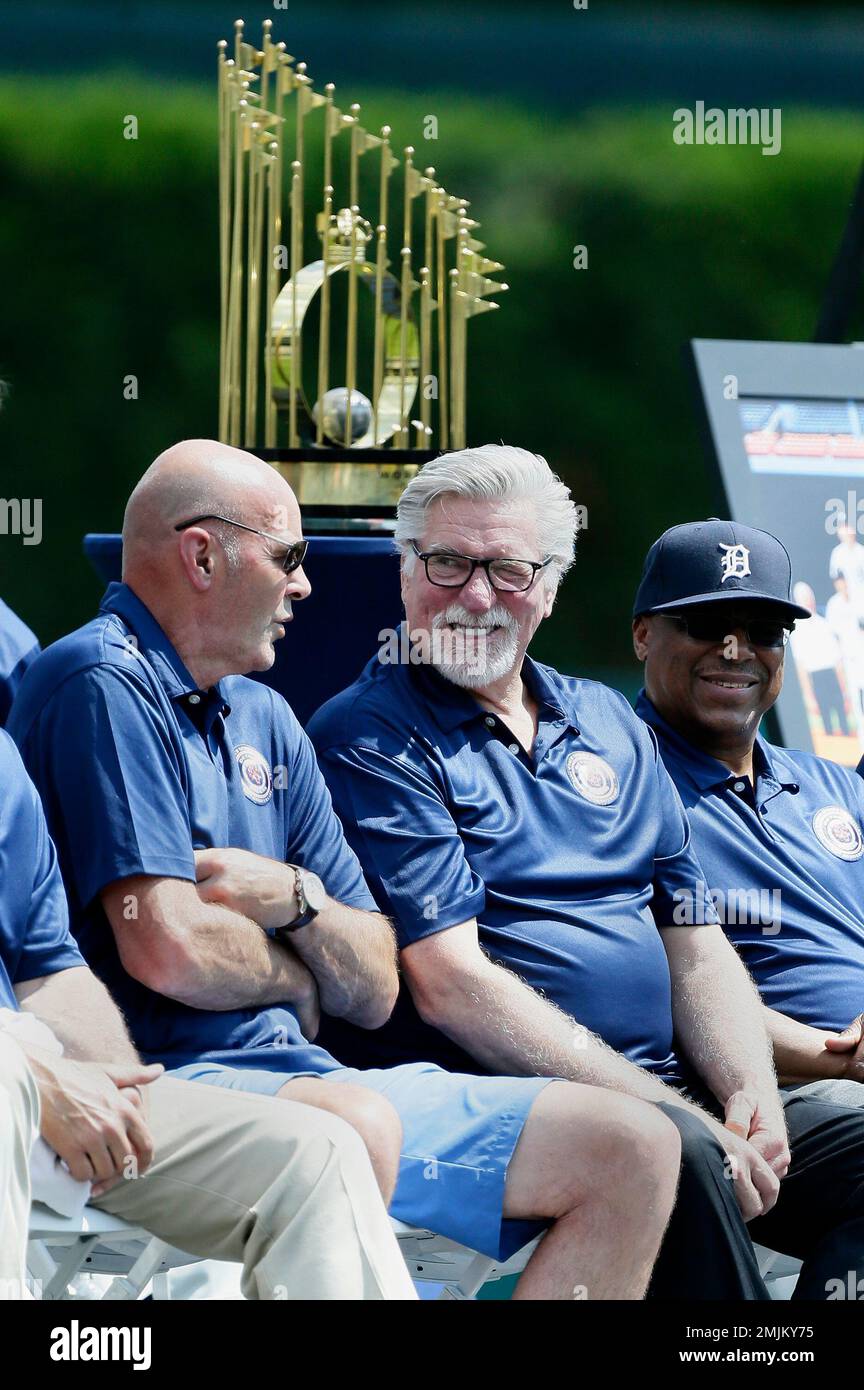 Former Detroit Tiger Kirk Gibson, left, chats with Jack Morris and Lou ...