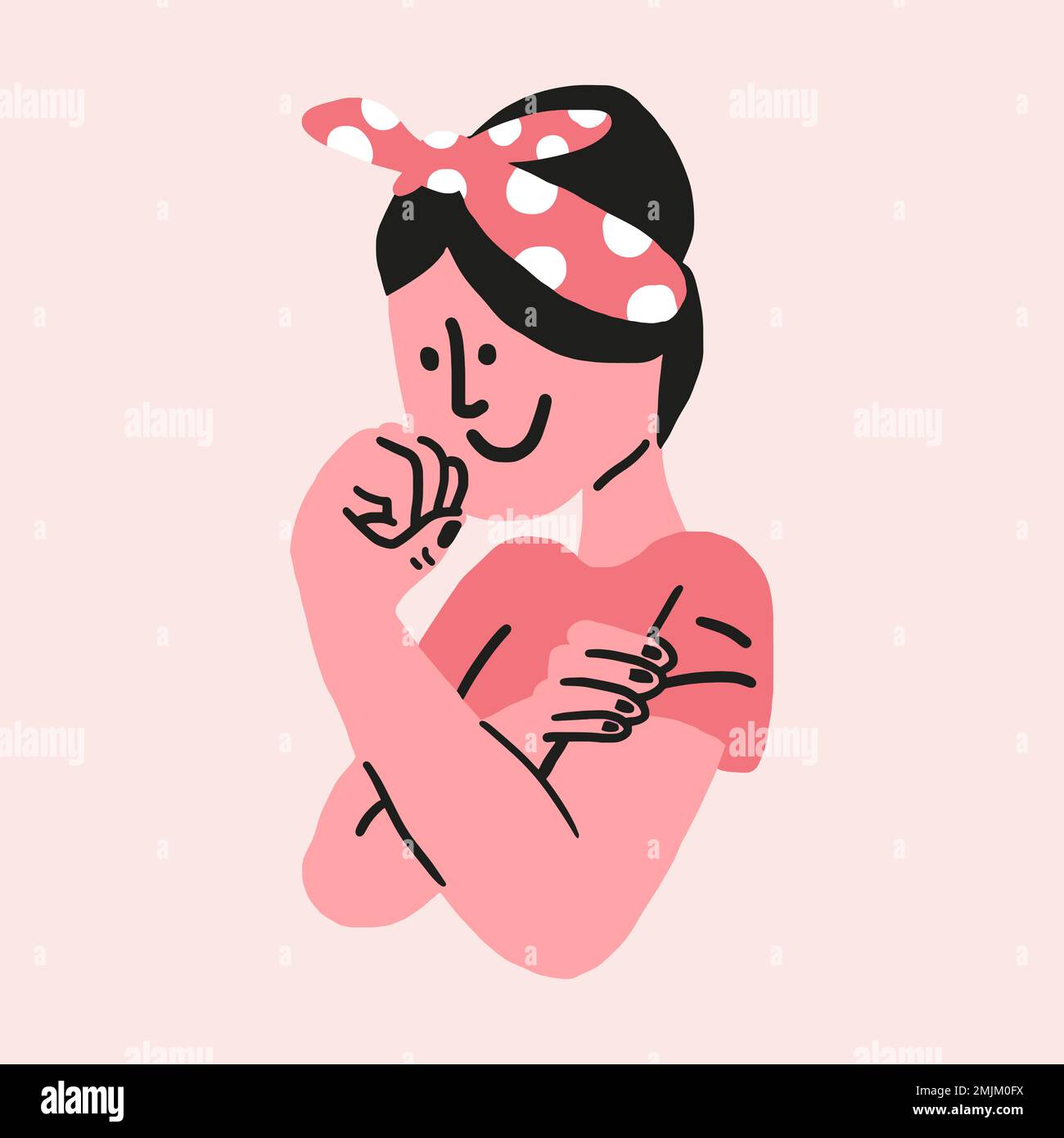 Feminist movement sticker, strong empowered woman illustration vector ...