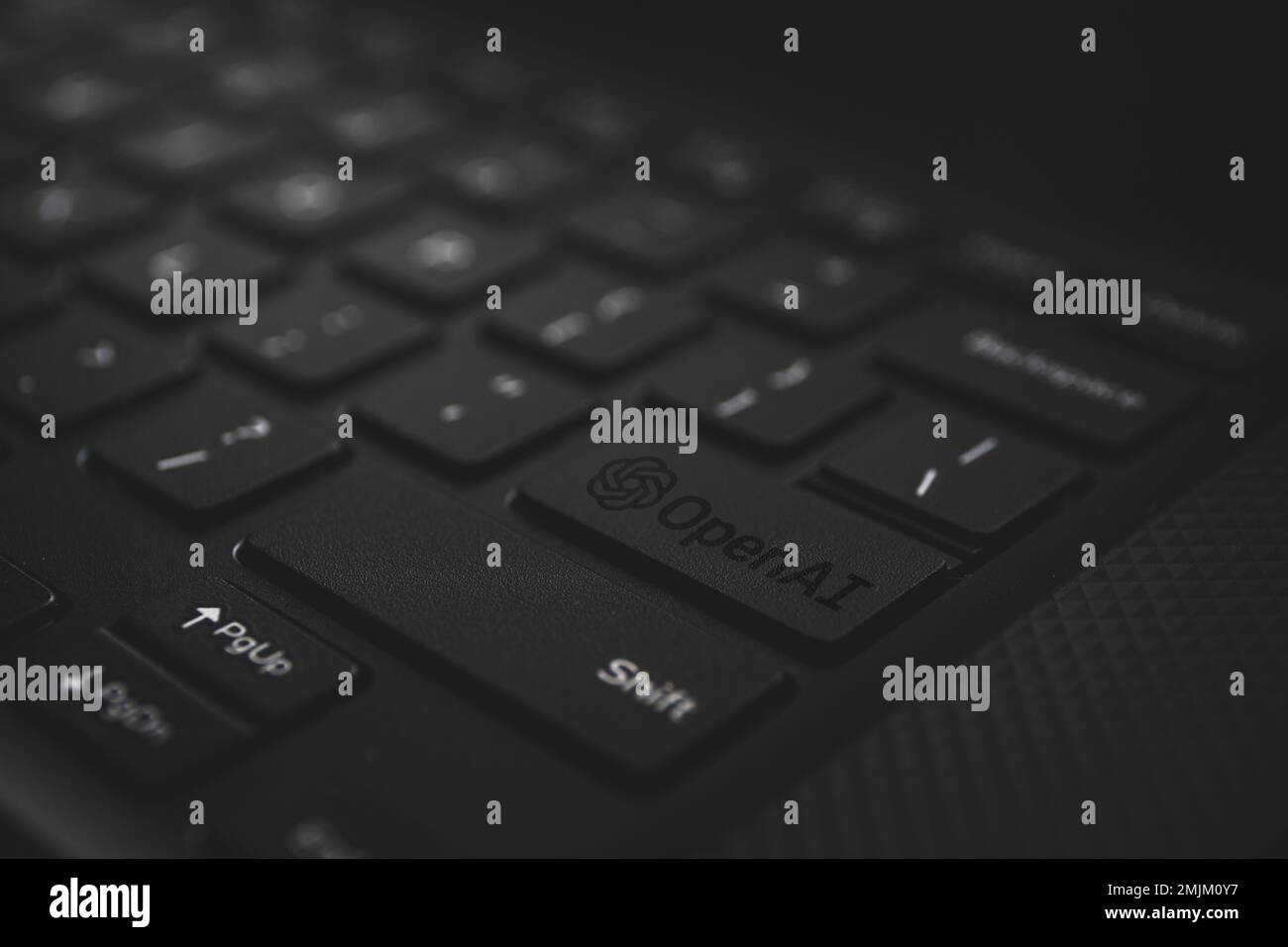 OpenAI ChatGPT logo on PC keyboard. ChatGPT is a chatbot launched by OpenAI Stock Photo - Alamy