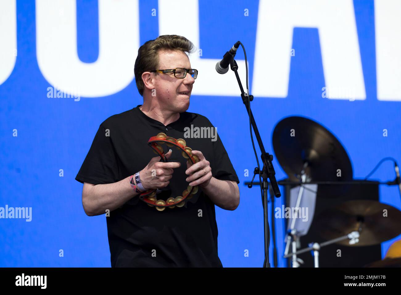 Charlie Reid of Scottish band The Proclaimers performs on the Pyramid ...
