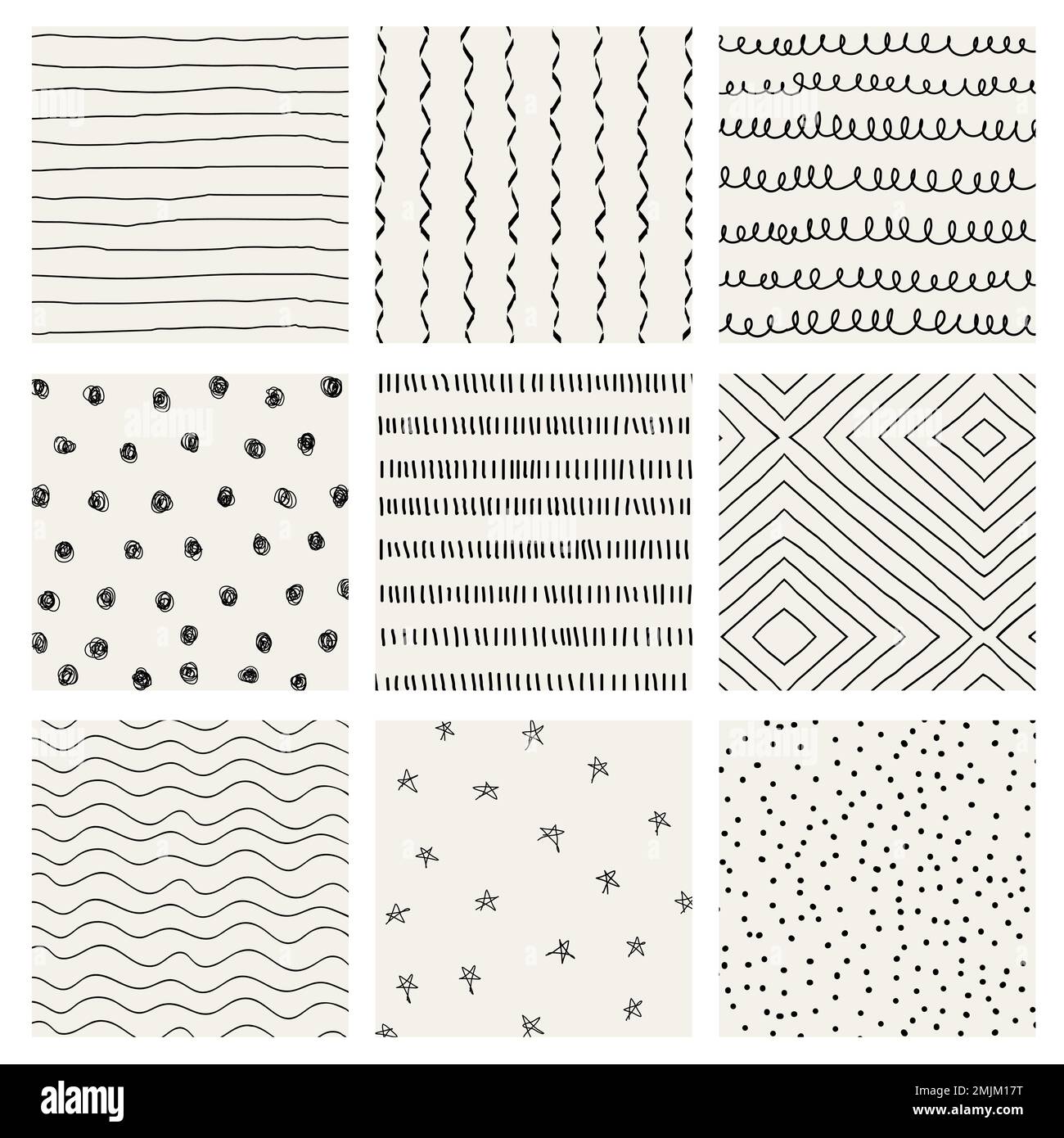 Doodle background, ink pattern design set vector Stock Vector Image ...