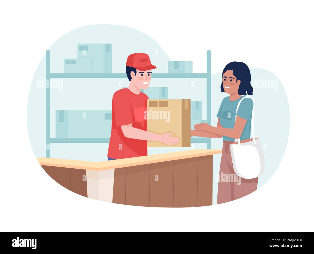 Local post office 2D vector isolated illustration Stock Vector Image ...