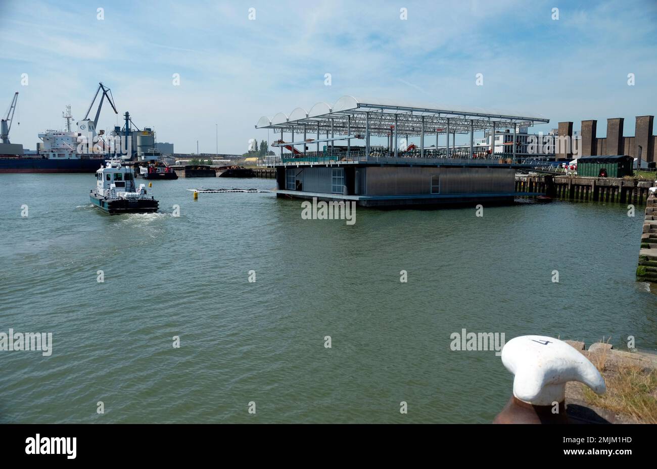 In this photo taken Monday, June 24, 2019, a futuristic three-storey ...
