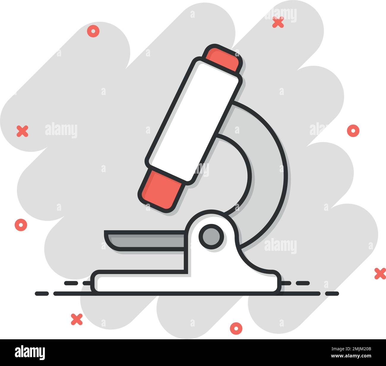 Microscope icon in comic style. Laboratory magnifier cartoon vector ...