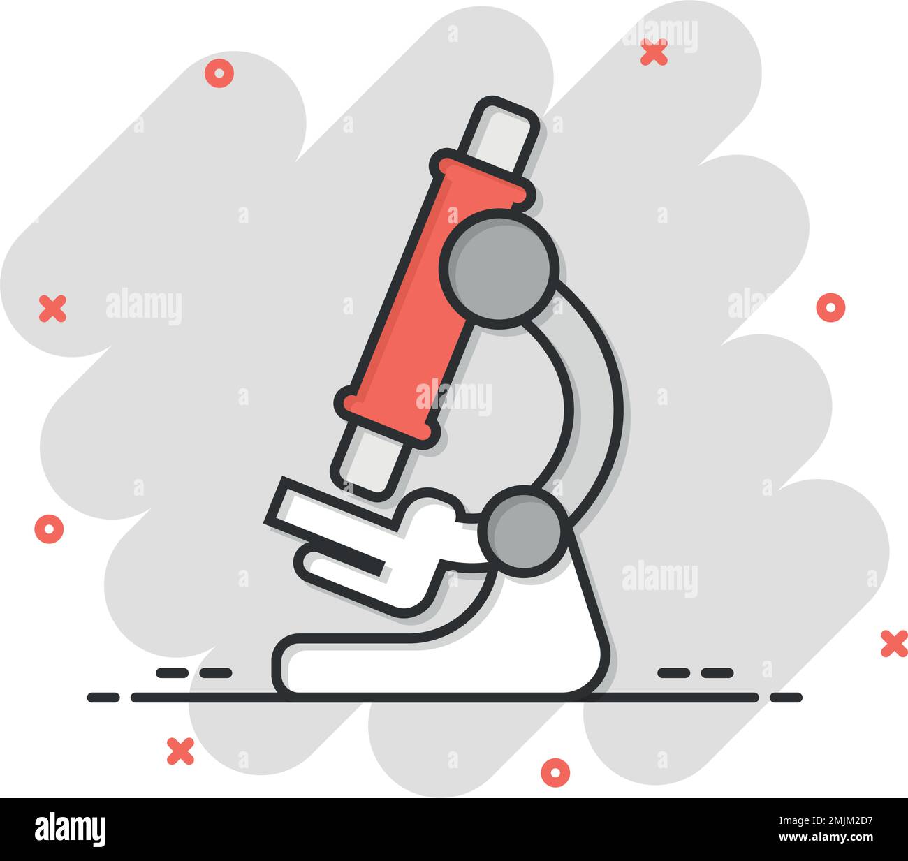 Microscope icon in comic style. Laboratory magnifier cartoon vector ...