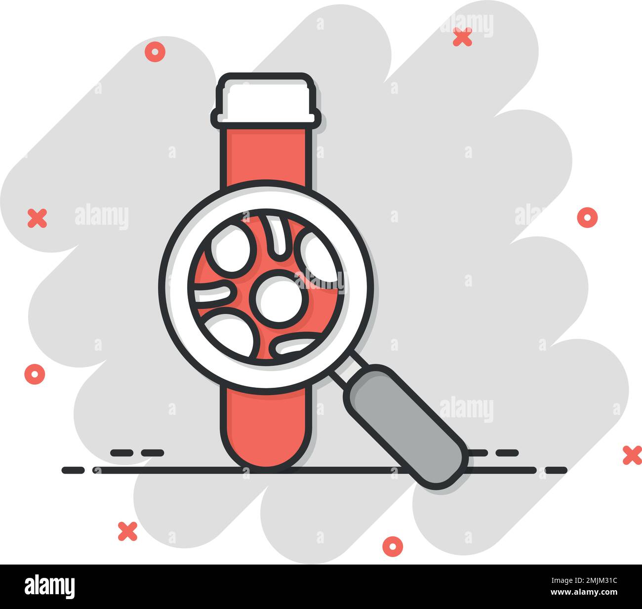 Blood test tube icon in comic style. Hematology cartoon vector ...