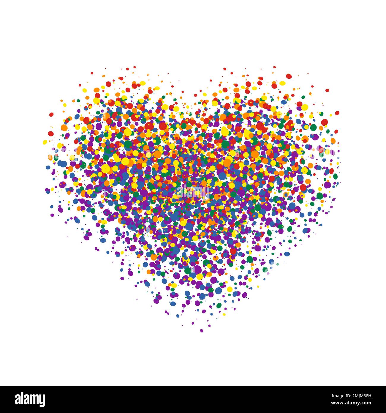 Abstract Multicolor splattered heart shape icon symbol. Art style ...