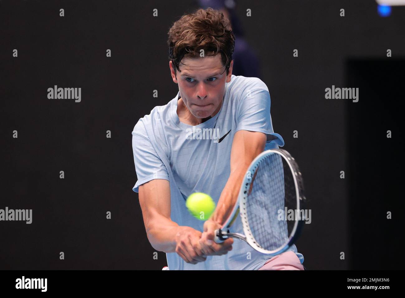 Melbourne, Australia. 28th Jan, 2023. Alexander Blockx of Belgium in ...