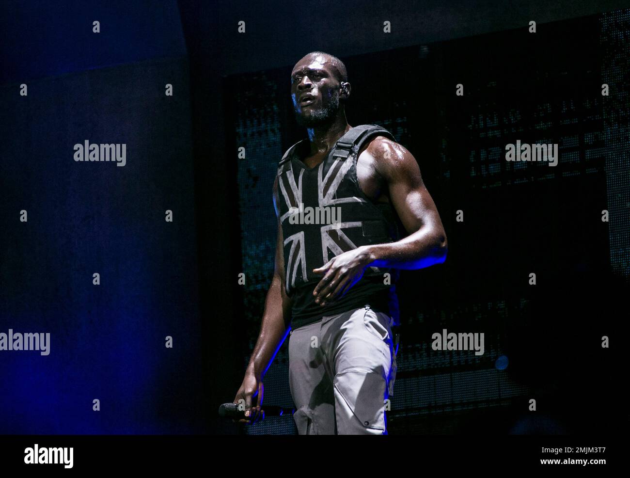 Singer Stormzy performs on the third day of Glastonbury Festival at ...