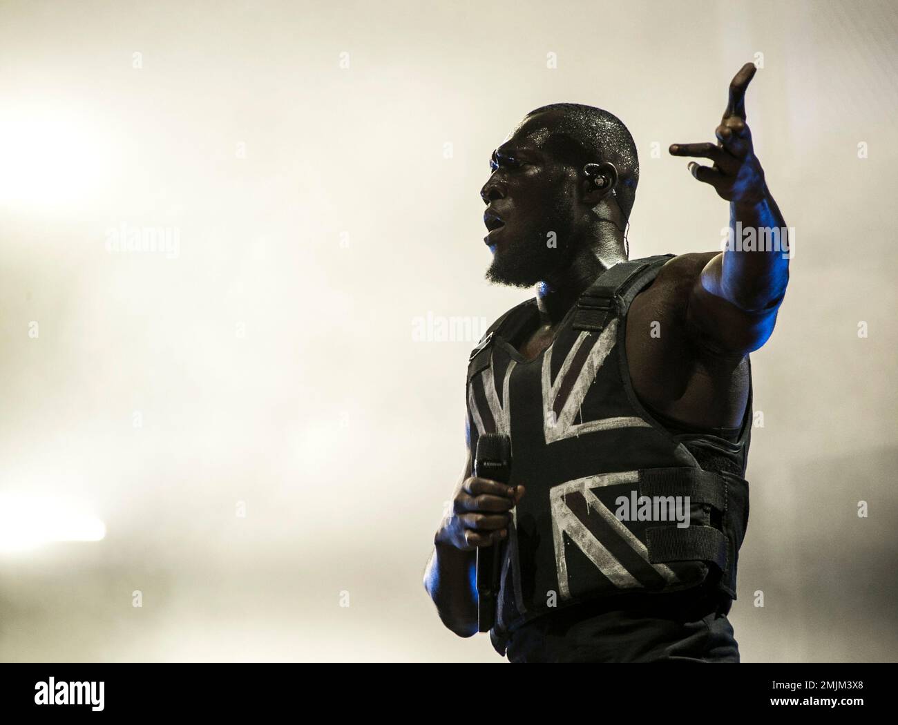 Singer Stormzy performs on the third day of Glastonbury Festival at ...