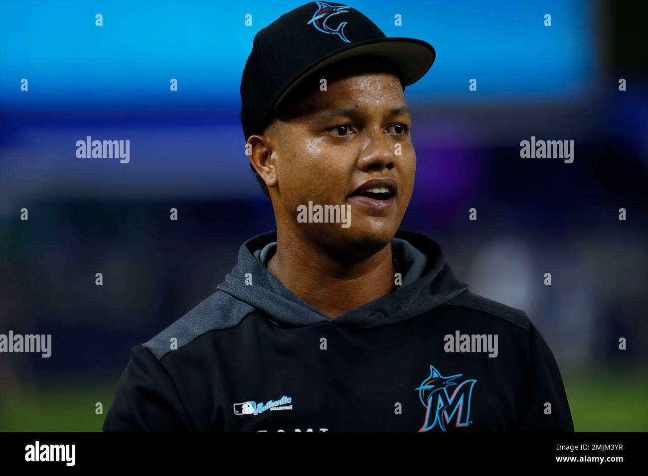 Miami Marlins' Starlin Castro is shown during batting practice before ...