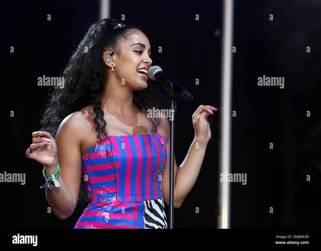Singer Jorja Smith performs on the West Holts stage on the third day of ...