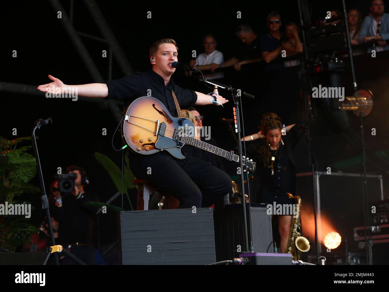 Singer George Ezra performs on the third day of Glastonbury Festival at ...