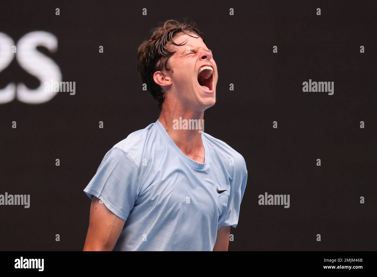 Melbourne, Australia. 28th Jan, 2023. Alexander Blockx of Belgium ...