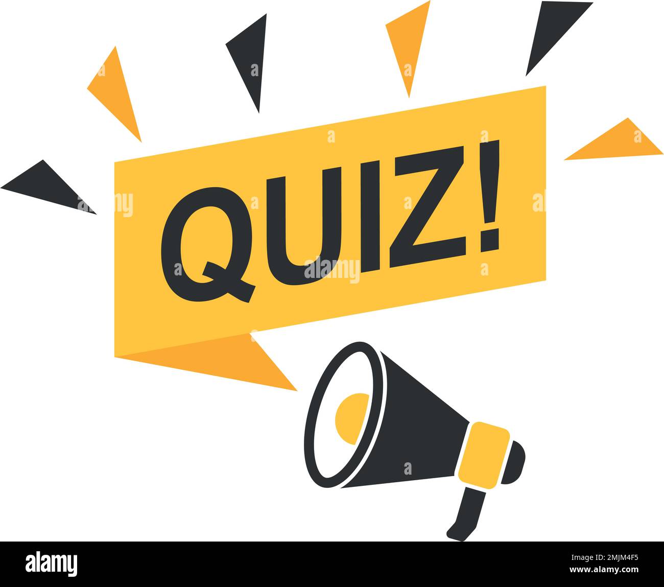 Megaphone with quiz speech bubble icon in flat style. Questionnaire ...