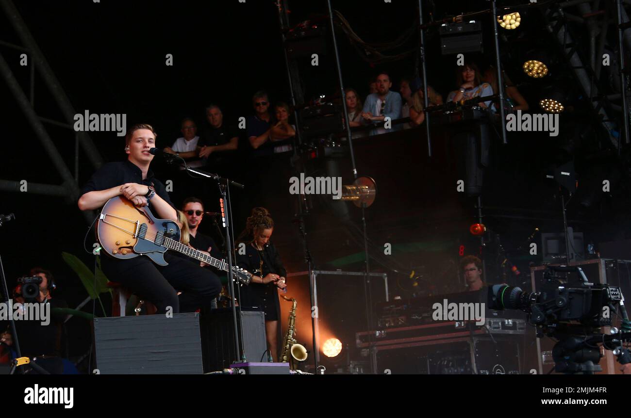Singer George Ezra performs on the third day of Glastonbury Festival at ...