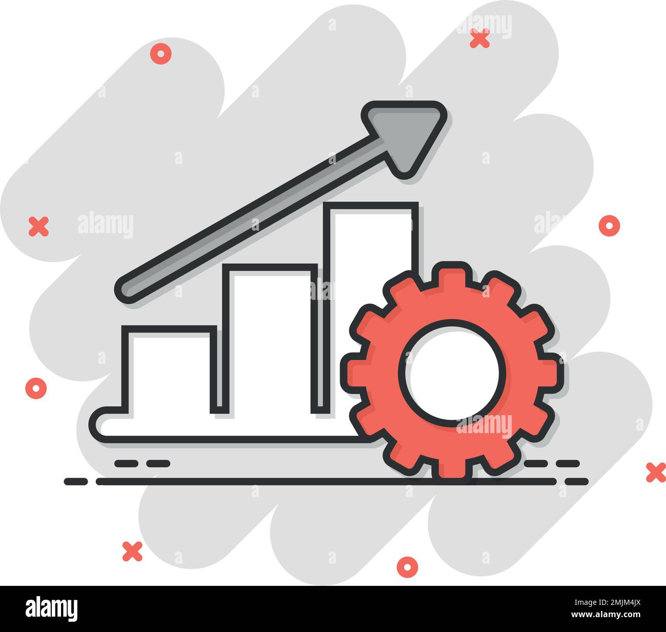 Productivity icon in comic style. Process strategy cartoon vector ...