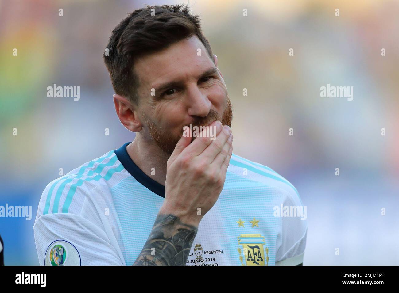 Argentina's Lionel Messi gestures prior to a Copa America quarterfinal ...