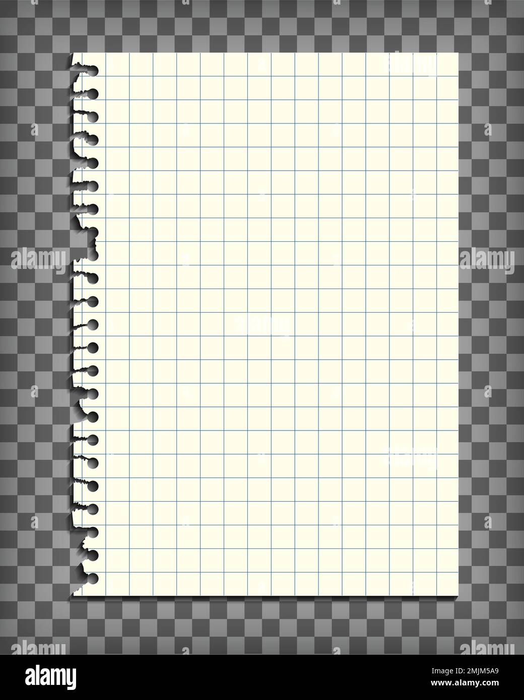 Blank checkered note book page with torn edge Stock Vector Image & Art ...