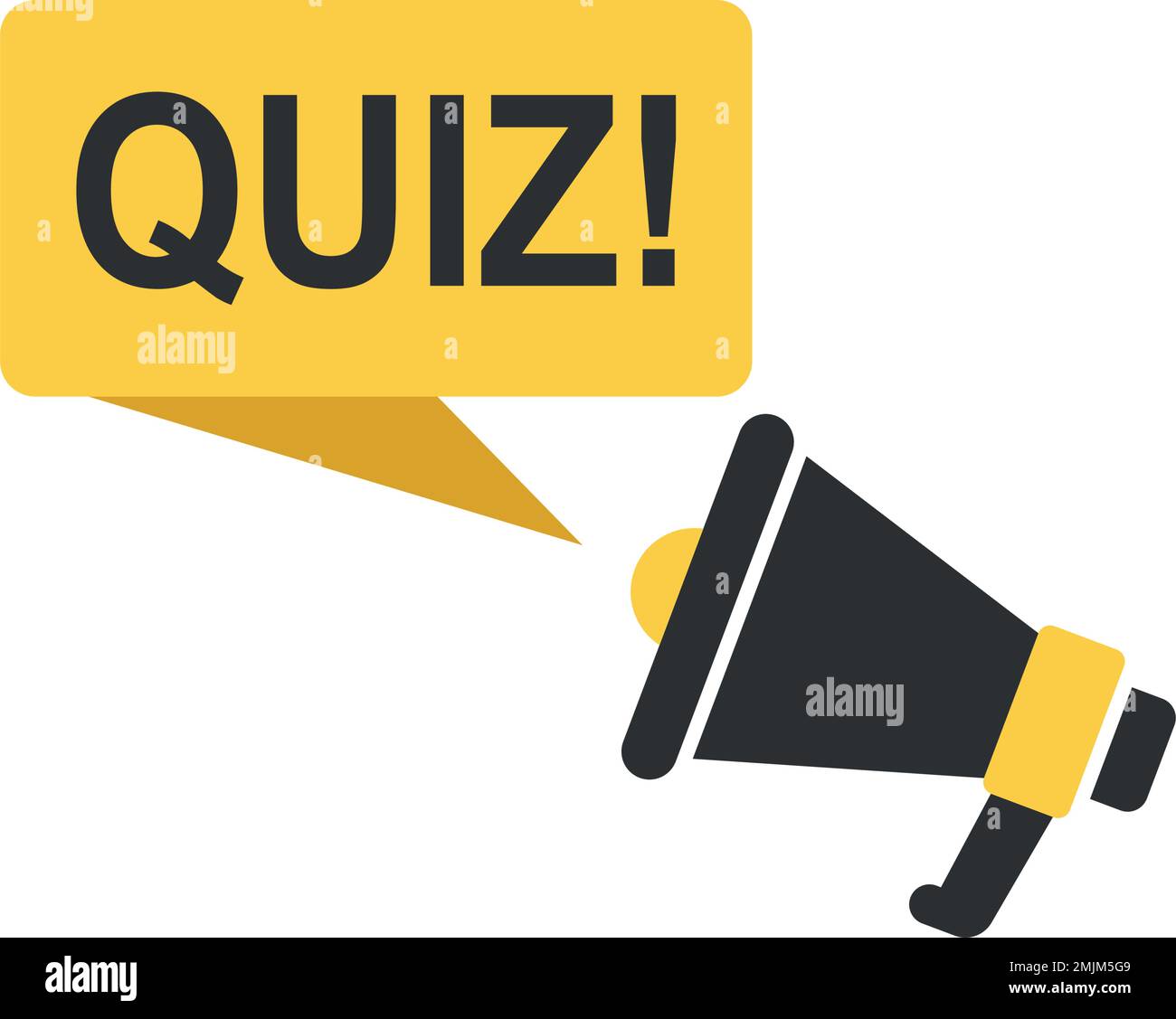Megaphone with quiz speech bubble icon in flat style. Questionnaire ...