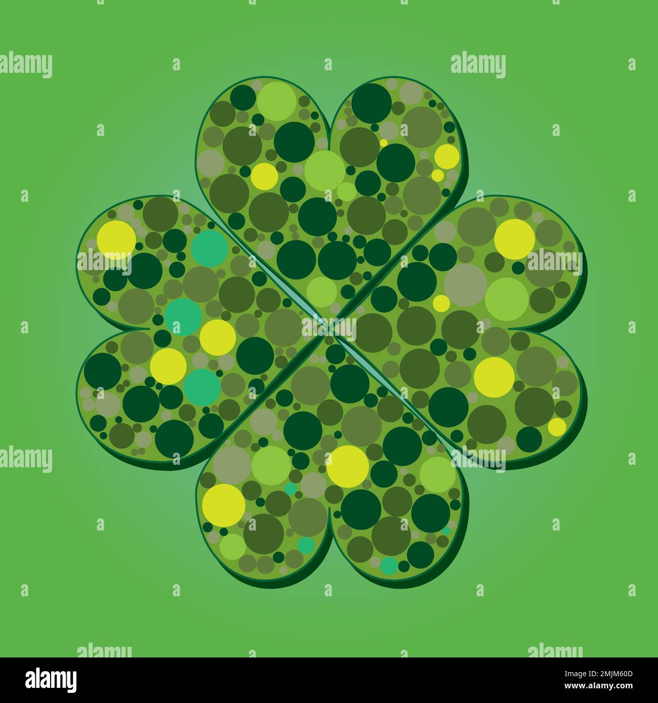 Four leaf clover icon. Clover silhouette filled with dots. St. Patrick ...