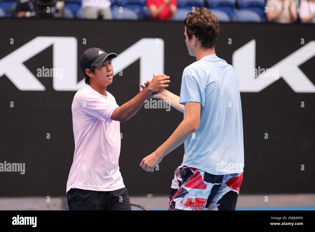Alexander Blockx of Belgium reacts after defeating Learner Tien of, USA ...