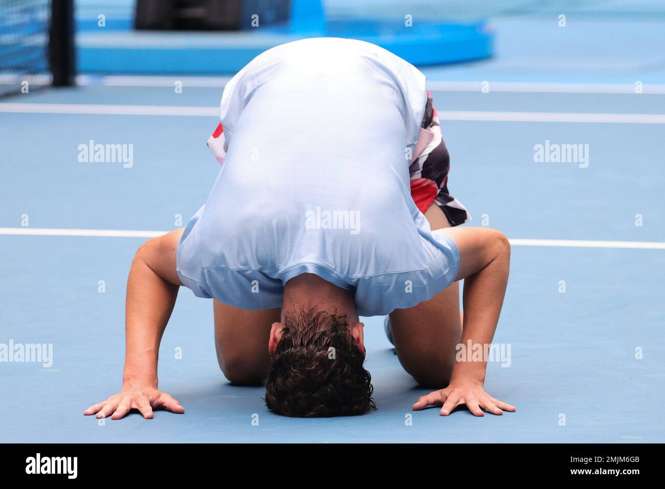 Alexander Blockx of Belgium reacts after defeating Learner Tien of, USA ...
