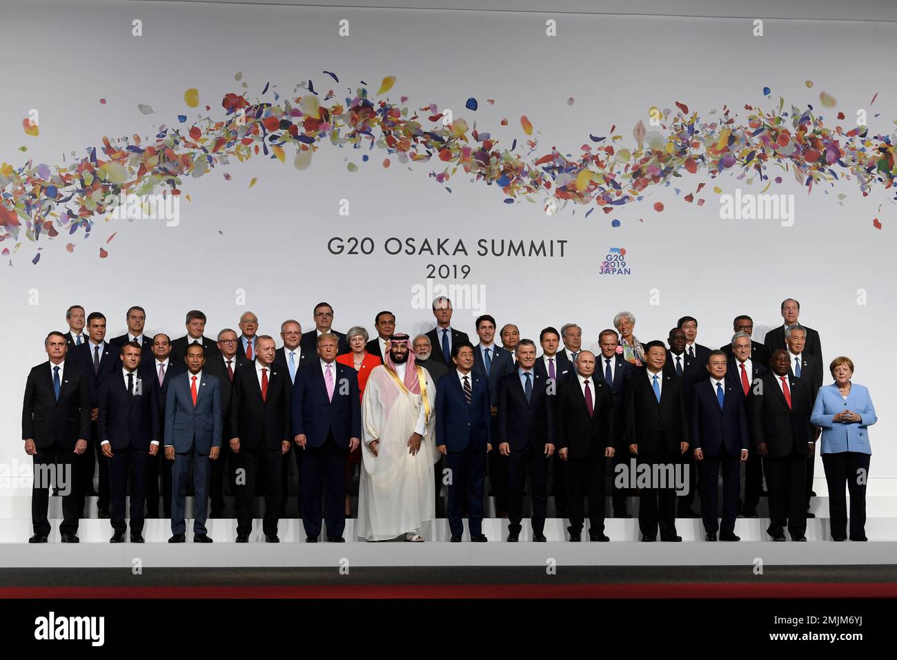 U.S. President Donald Trump and the other leaders pose for a group ...