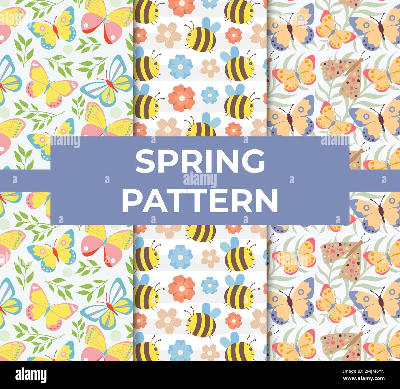 Collection Of Spring Pattern. Ornament For Package Colorful Vector ...