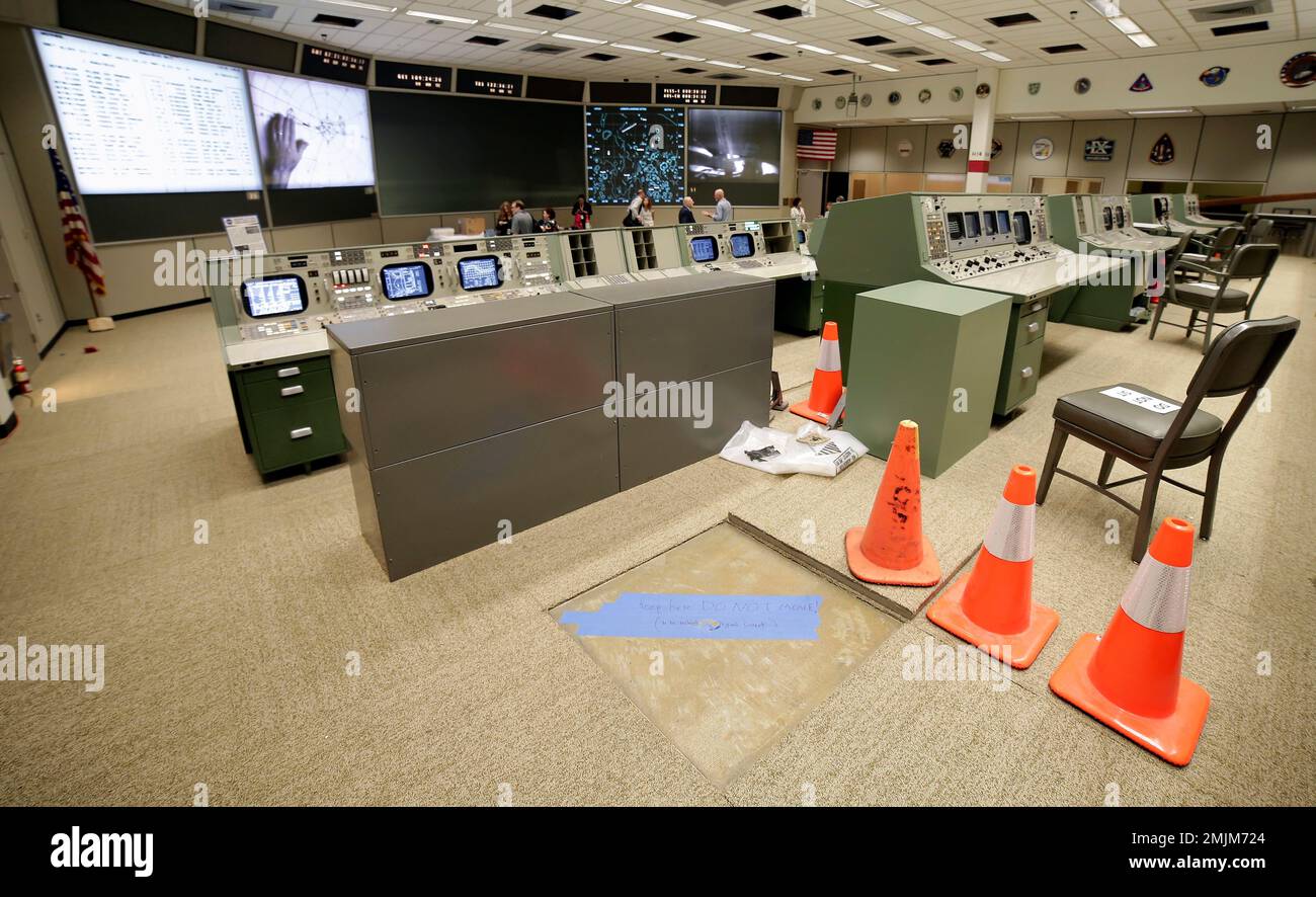 Work continues inside the mission control room being restored to ...