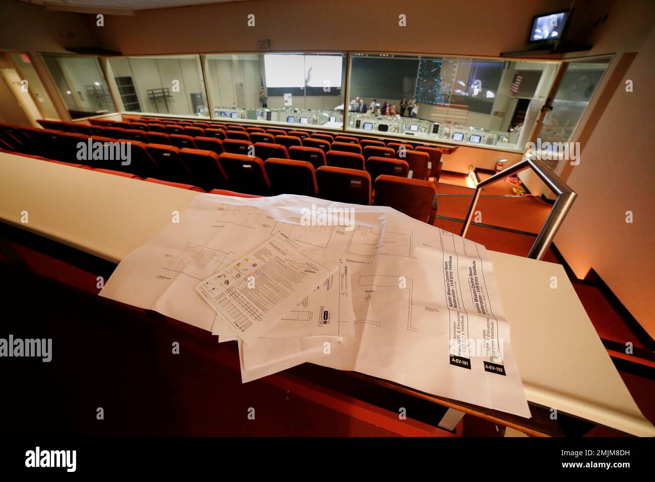 Blue prints and design detail drawings on a table in the Vistors ...