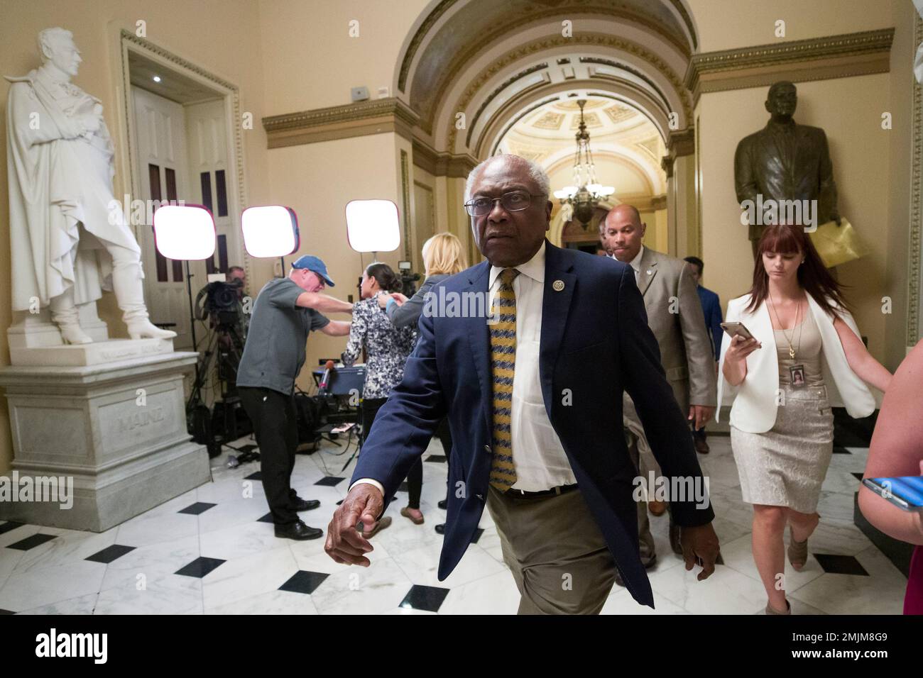 House Majority Whip James Clyburn of S.C., leaves after a vote on Capitol Hill, Thursday, June ...