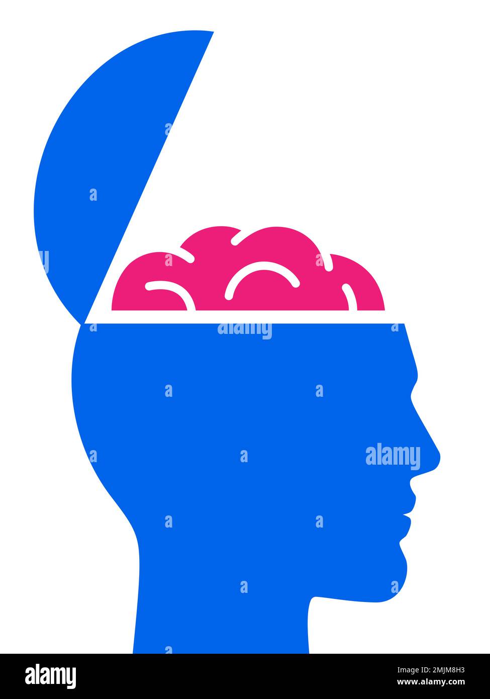 Mans open head with brain, vector icon. Brain science, concept vector ...