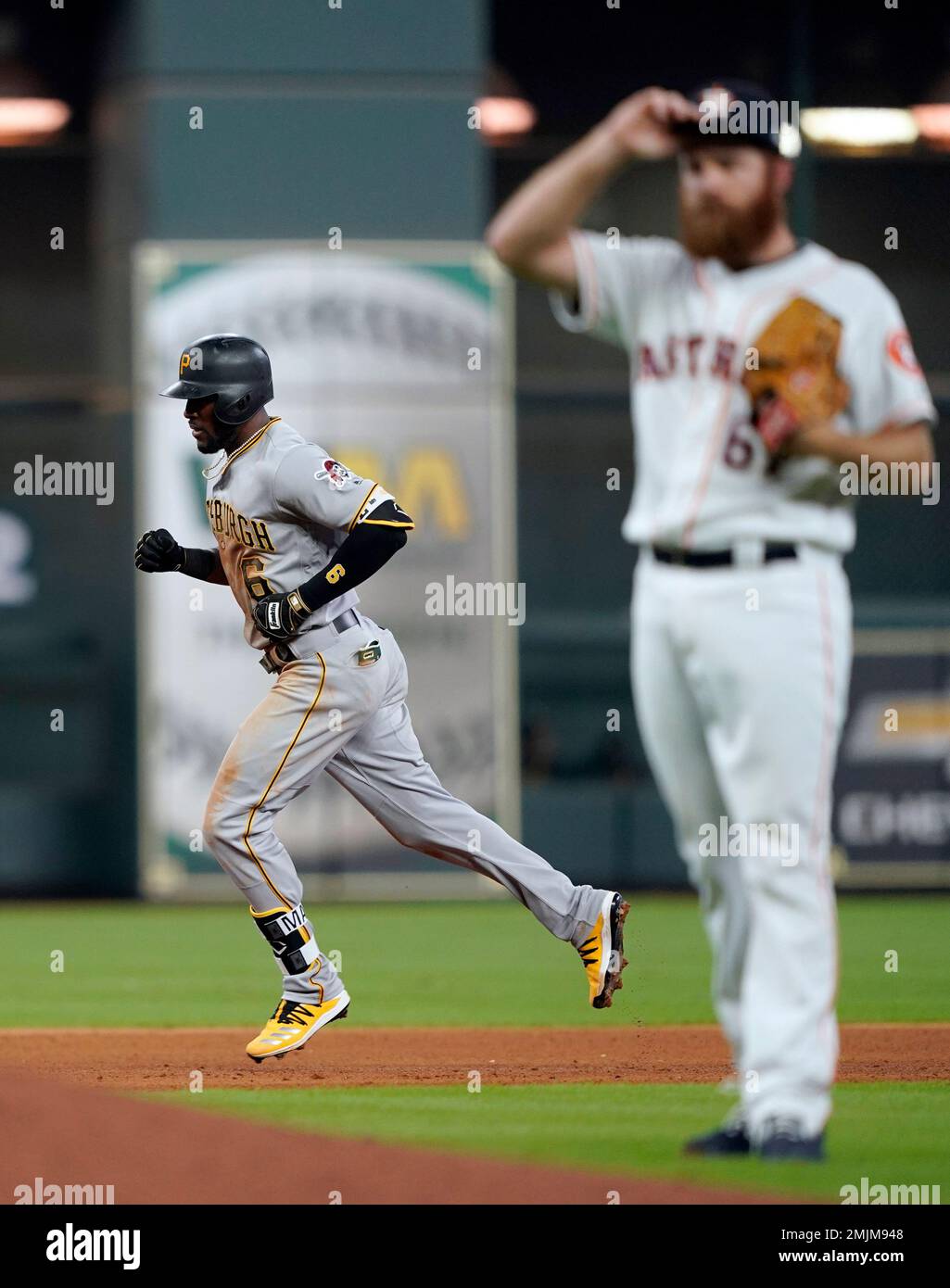 Pittsburgh Pirates' Starling Marte (6) runs the bases after hitting a ...