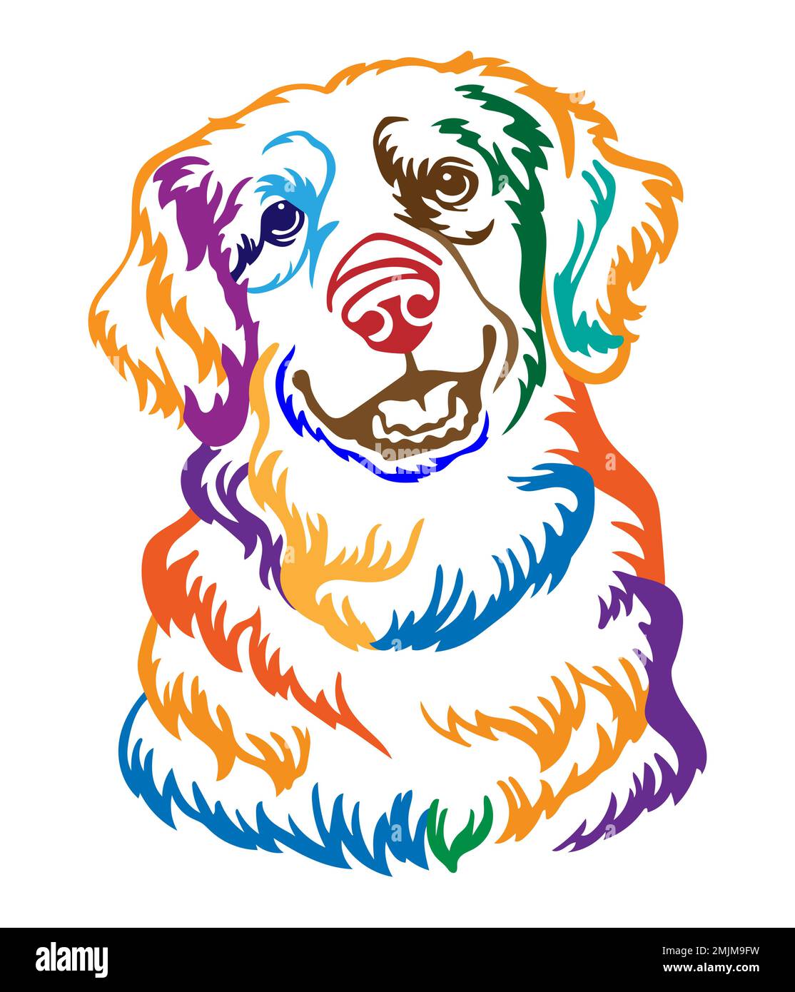 Golden retriever dog abstract multicolored contour portrait. Dog head ...
