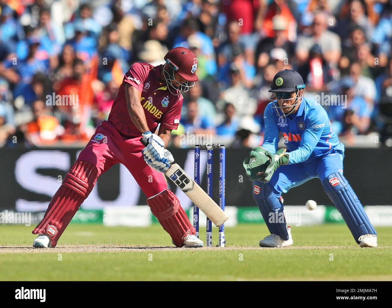 West Indies' Nicholas Pooran bats during the Cricket World Cup match ...