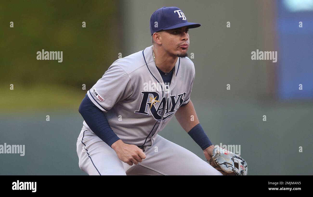 Tampa Bay Rays' Brandon Lowe plays shortstop against the Minnesota ...